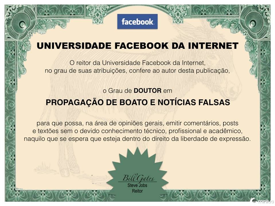 Página do Facebook "emite" diplomas para comentaristas da internet ...